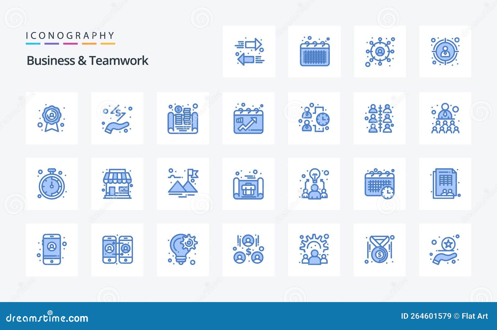 25 Business and Teamwork Blue Icon Pack Stock Vector - Illustration of ...