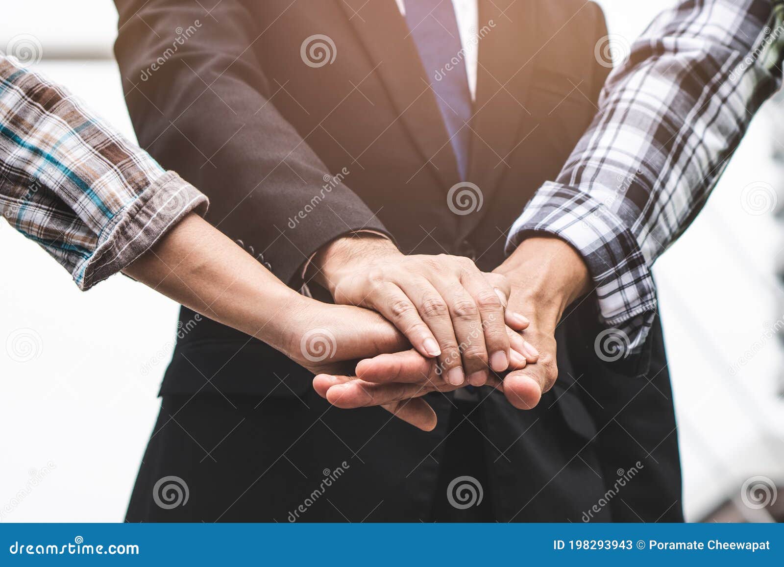 Business Teamwork. Businessmen and Partner Stack Hands Together Stock ...