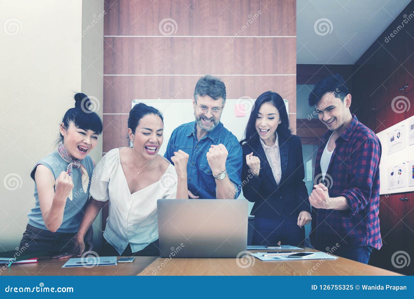 Business Teamwork Celebrating Good Project Results. Stock Image - Image ...