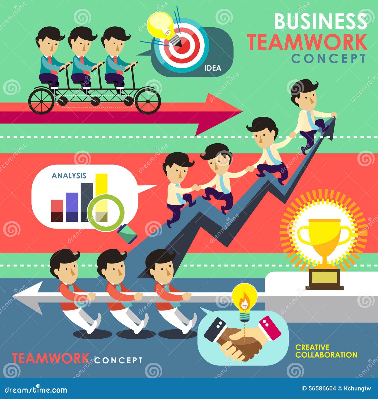 Business Teamwork Concept in Flat Design Stock Vector - Illustration of ...