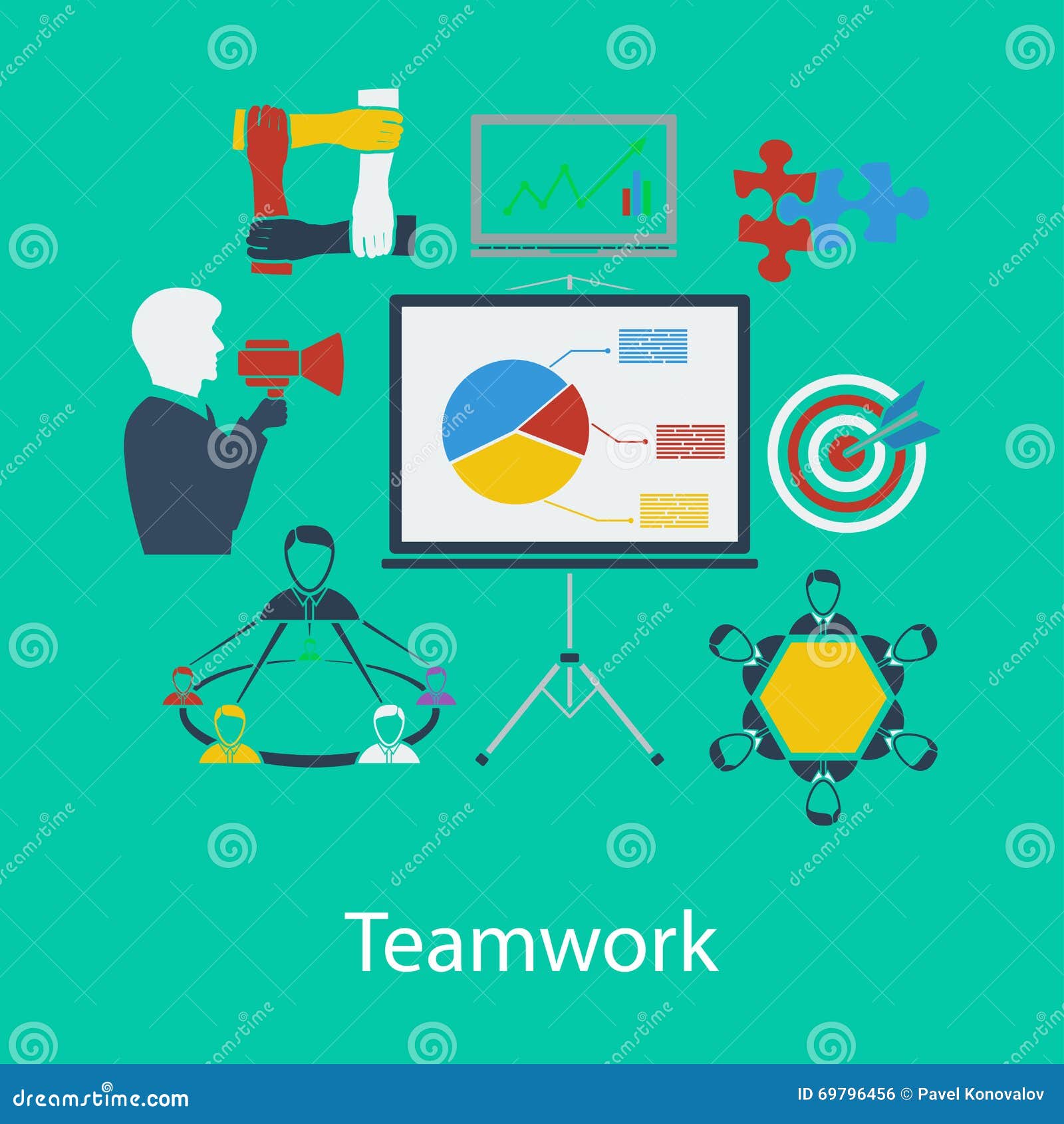 Teamwork Flat Landing Page. Business Teammates Together Developing New ...