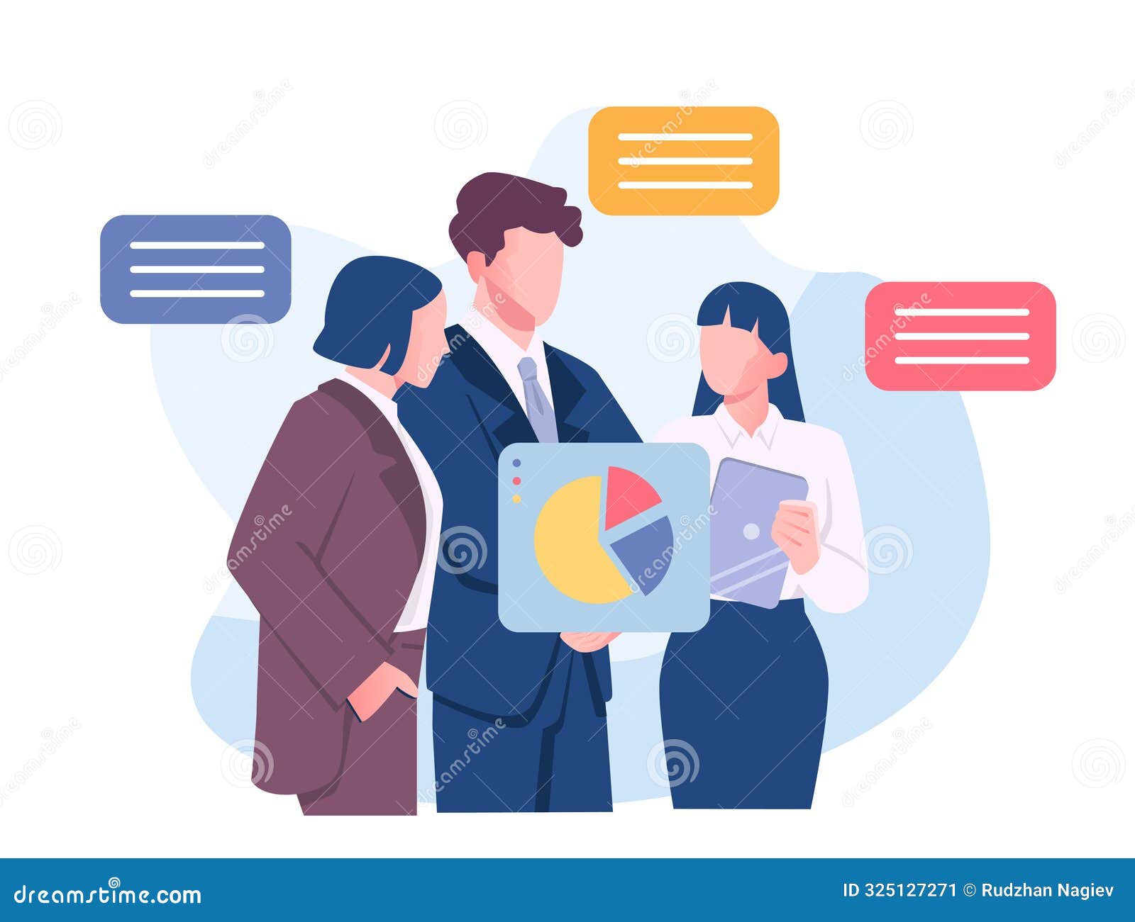 Business Teamwork. Group of Managers and Office Staff Analyzing Graphs ...