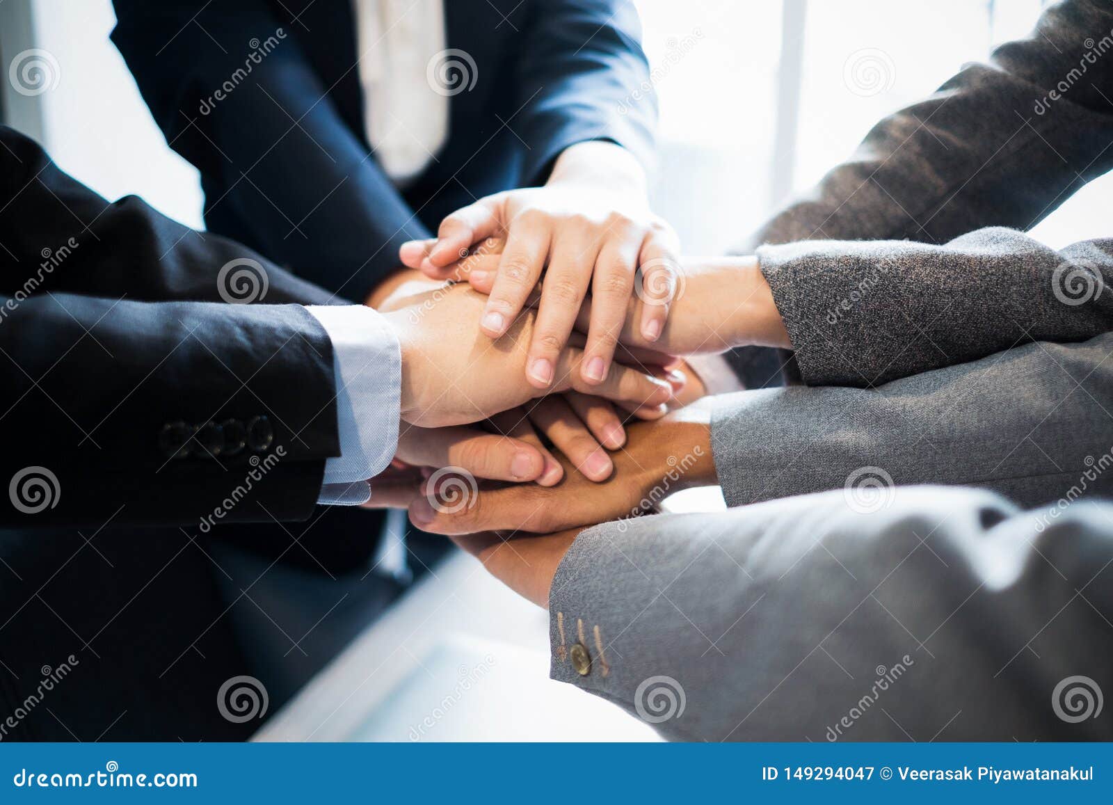 Business Teamwork Group Putting Their Hands Together, Business Concept ...