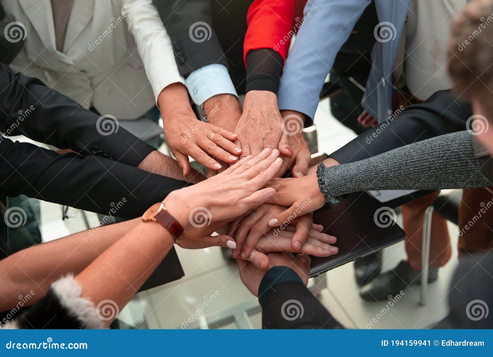 Underneath View, Business Teamwork Groups People Hands, Stacked Stock ...