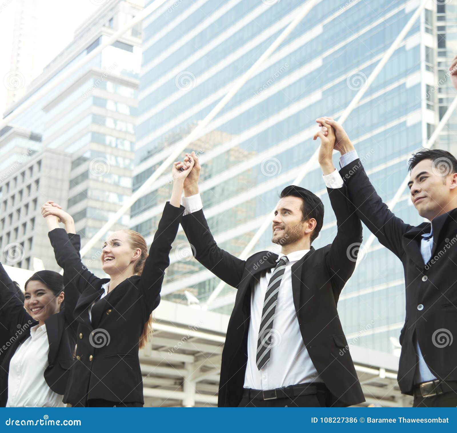 Business Teamwork Hands Up. Concept Celebration Success for Work Stock ...
