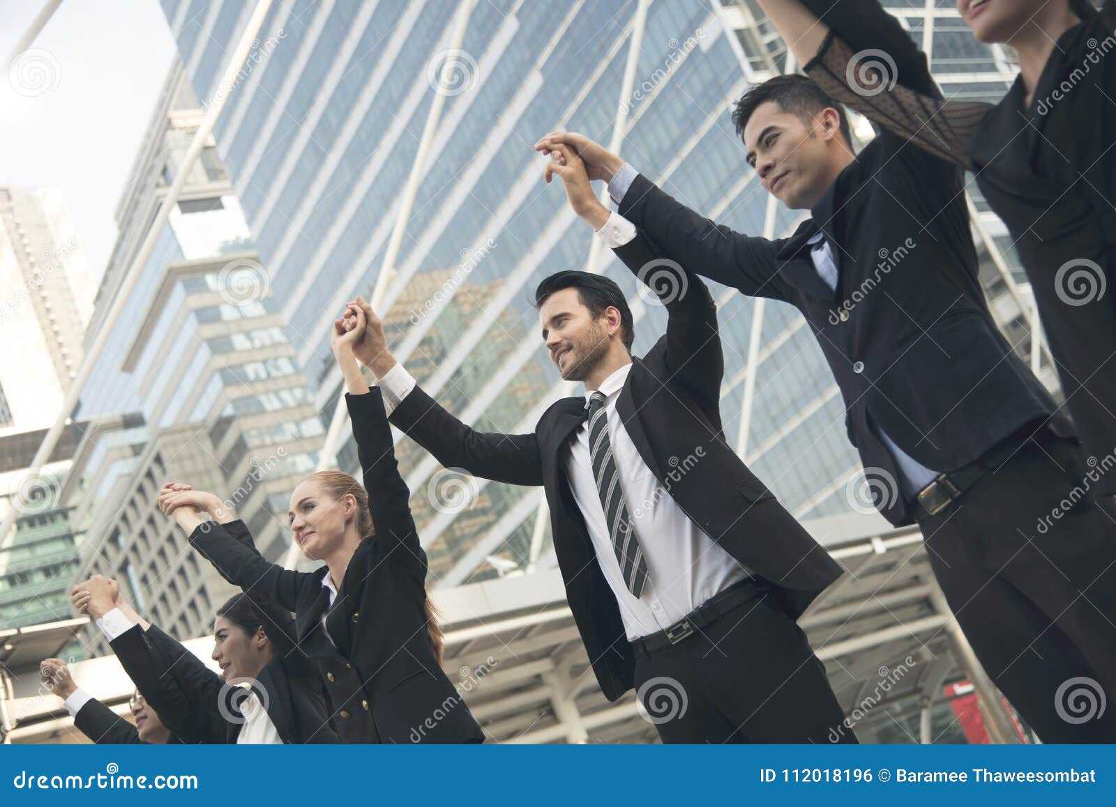 Business Teamwork Hands Up. Concept Celebration Success for Work Stock ...