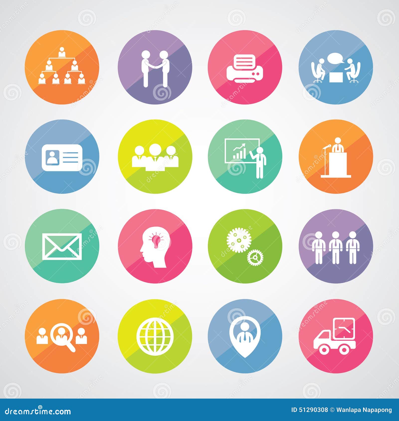 Business teamwork icon set stock vector. Illustration of present - 51290308