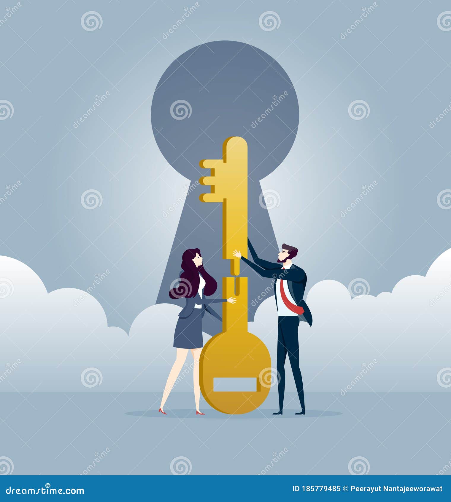 Business Teamwork Jigsaw the Keys Together. Business Concept Vector ...