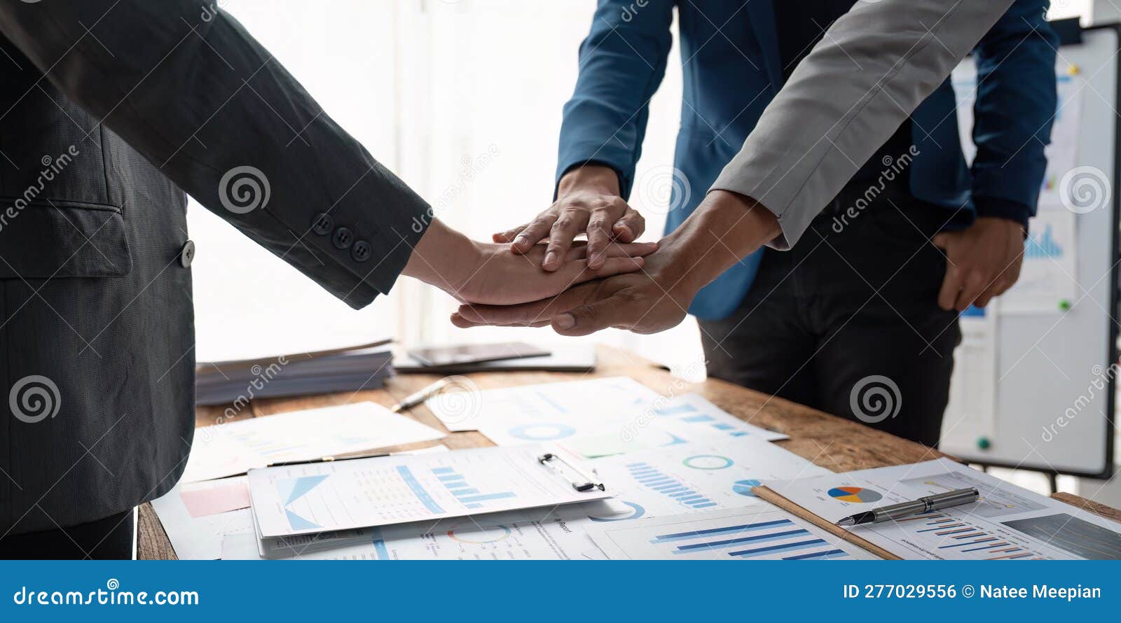 Business Teamwork Join Hands Together. Group of Young People Putting ...