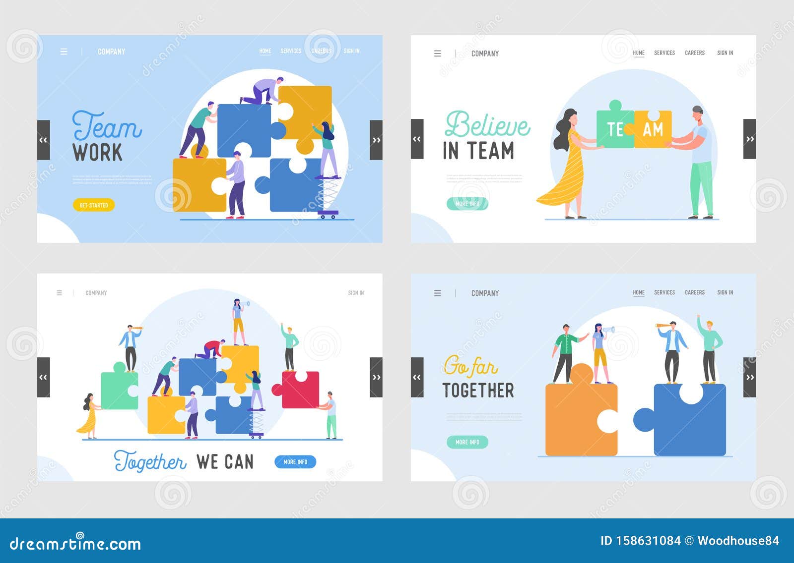 Teamwork Landing Page Template. Business People Characters Pyramid ...