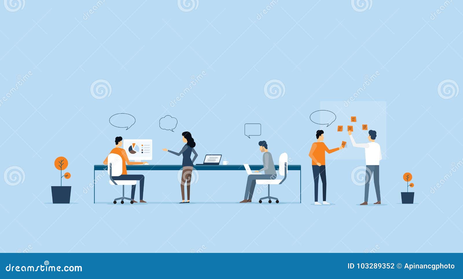 Business Teamwork Meeting and Brainstorm Stock Vector - Illustration of ...