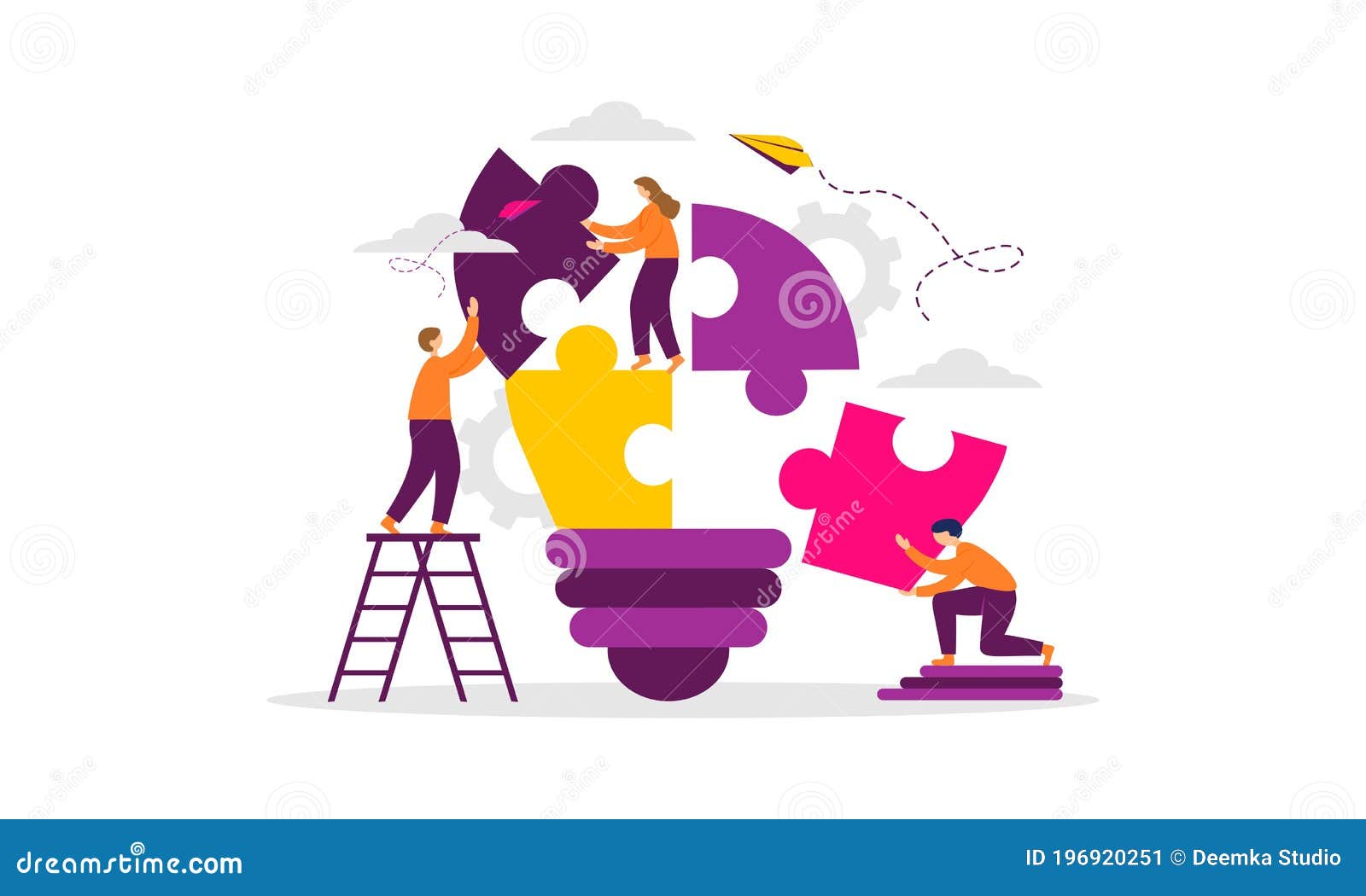 Business Teamwork with Pieces of Puzzle in Office. Connecting with ...