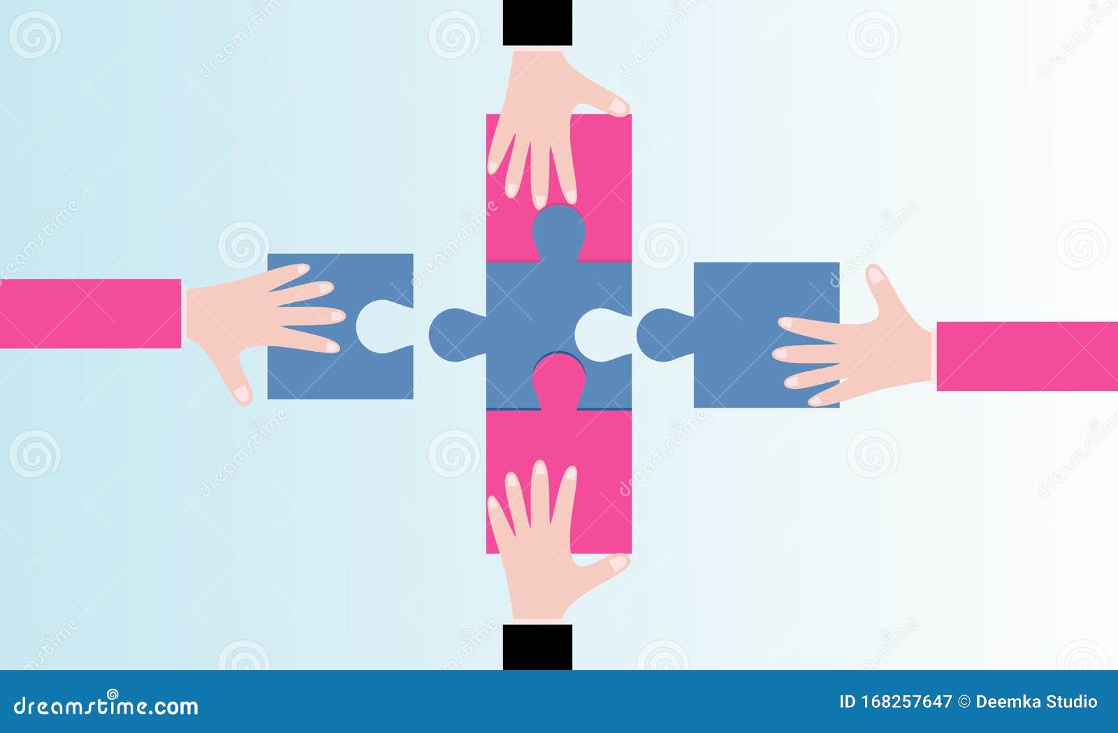 Business Teamwork with Pieces of Puzzle in Office. Connecting with ...