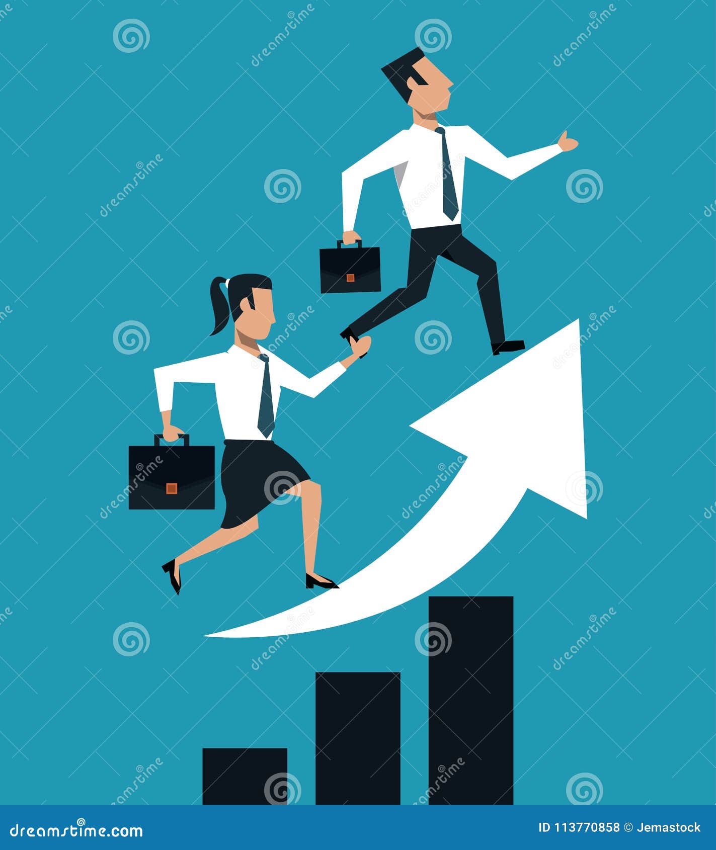 Business Teamwork Running on Statistics Stock Vector - Illustration of ...