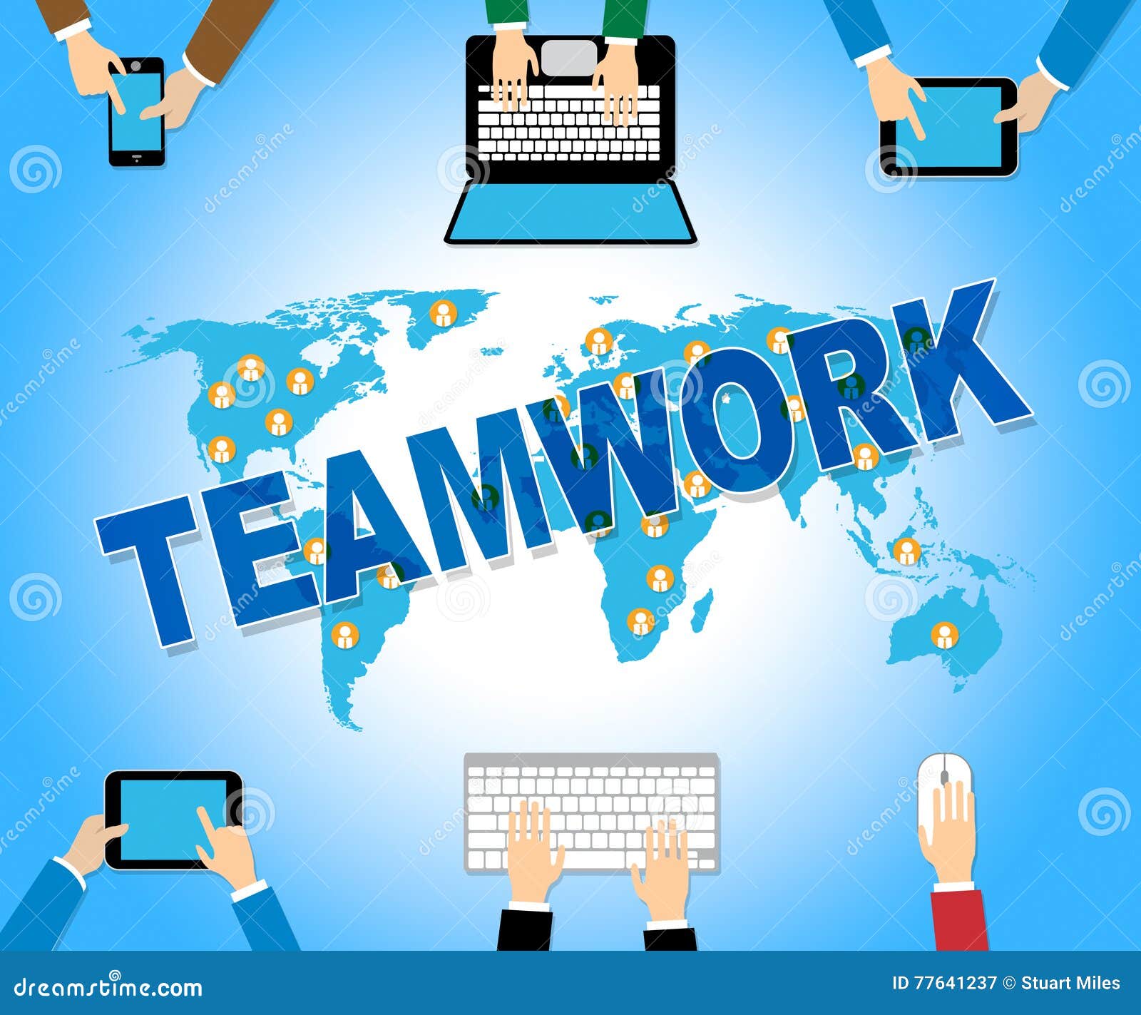 Business Teamwork Shows Web Site and Combined Stock Illustration ...