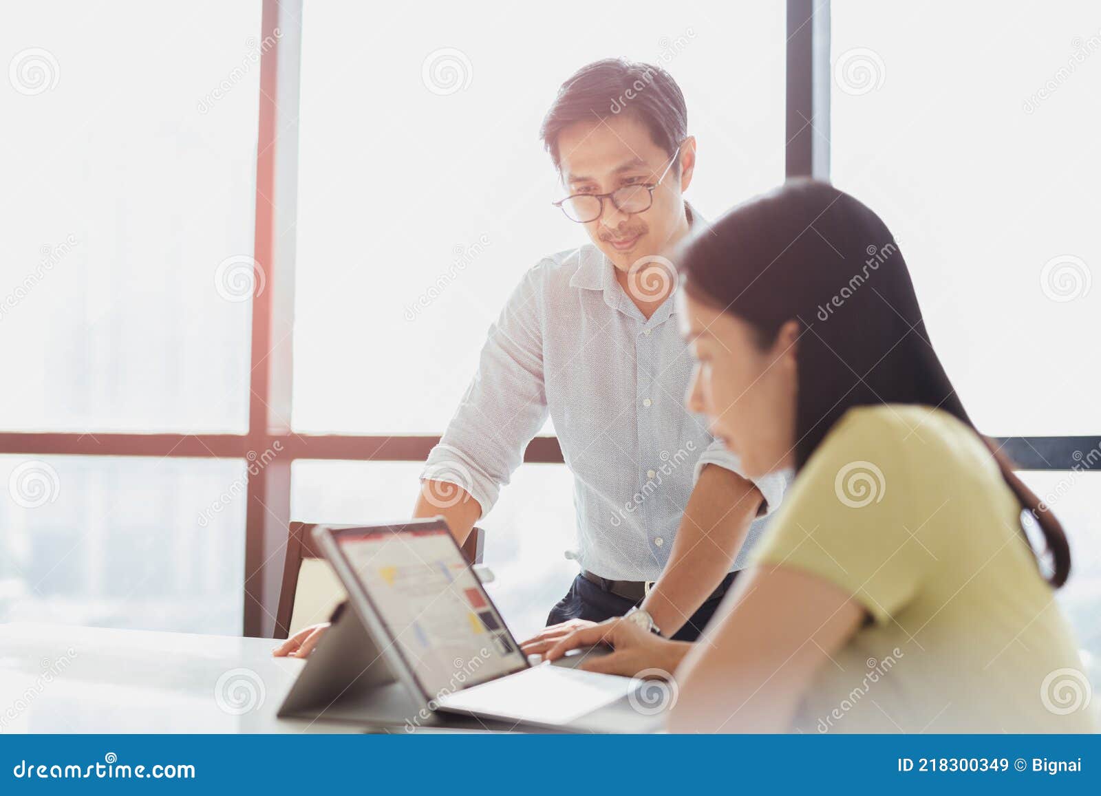 Business Teamwork Working in Office with Laptop Computer. Stock Image ...