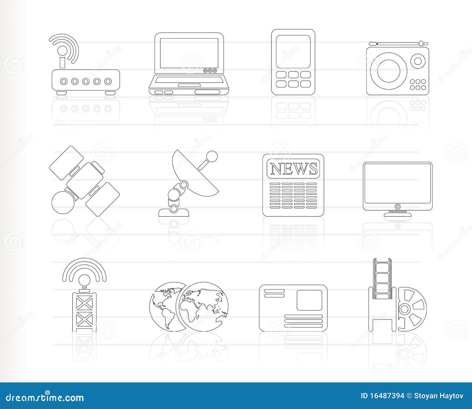 Business, Technology Communications Icons Stock Vector - Illustration ...