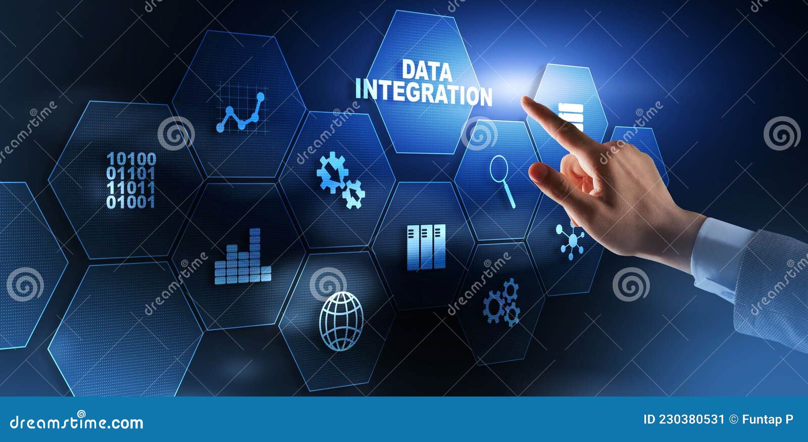 Business Technology Data Integration Concept on Abstract Background ...