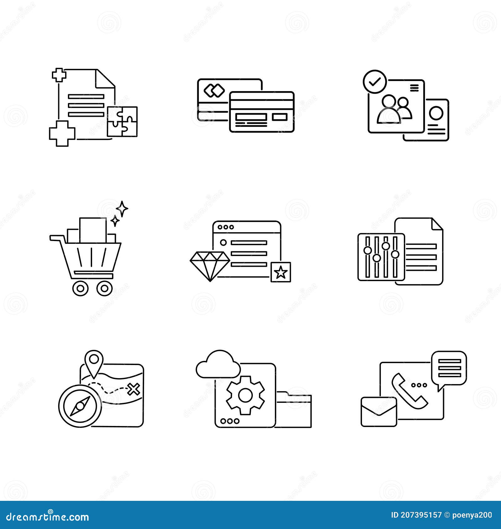 Business and Technology Flat Style Icon Set Vector Illustration Stock ...