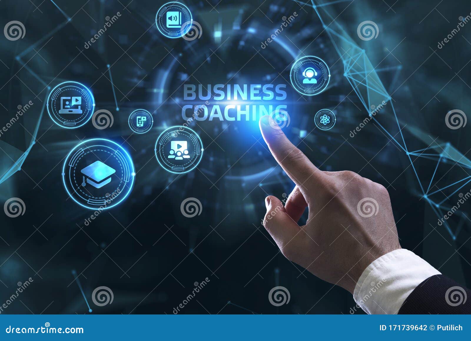 Business, Technology, Internet and Network Concept. Coaching Mentoring Education Business ...