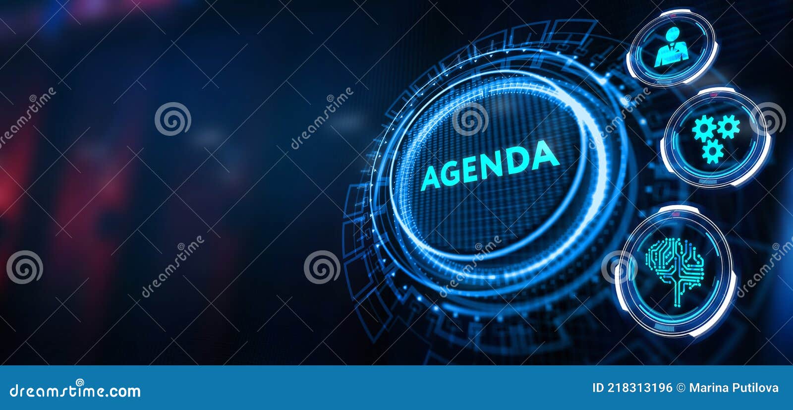 Business, Technology, Internet and Network Concept. Word Agenda on ...