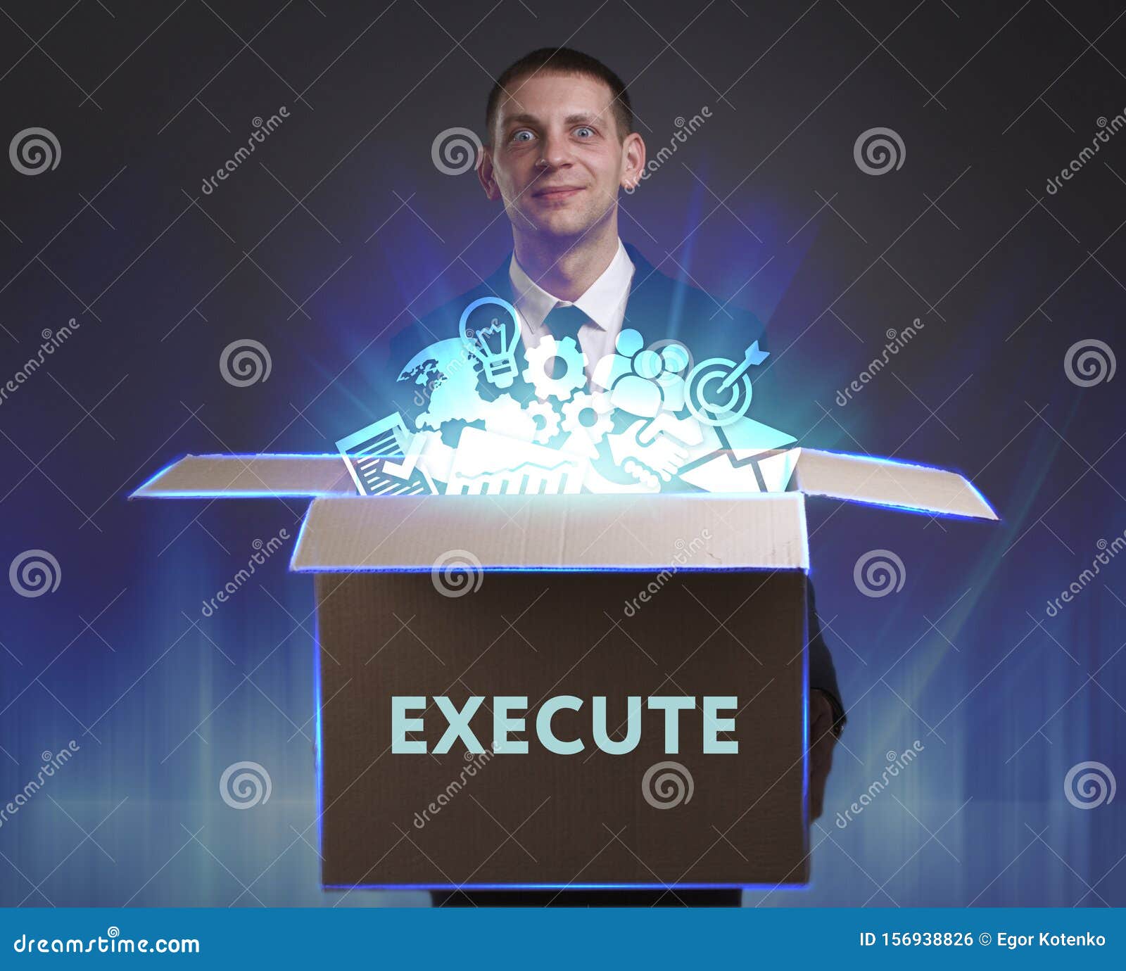 Business, Technology, Internet and Network Concept. Young Businessman ...