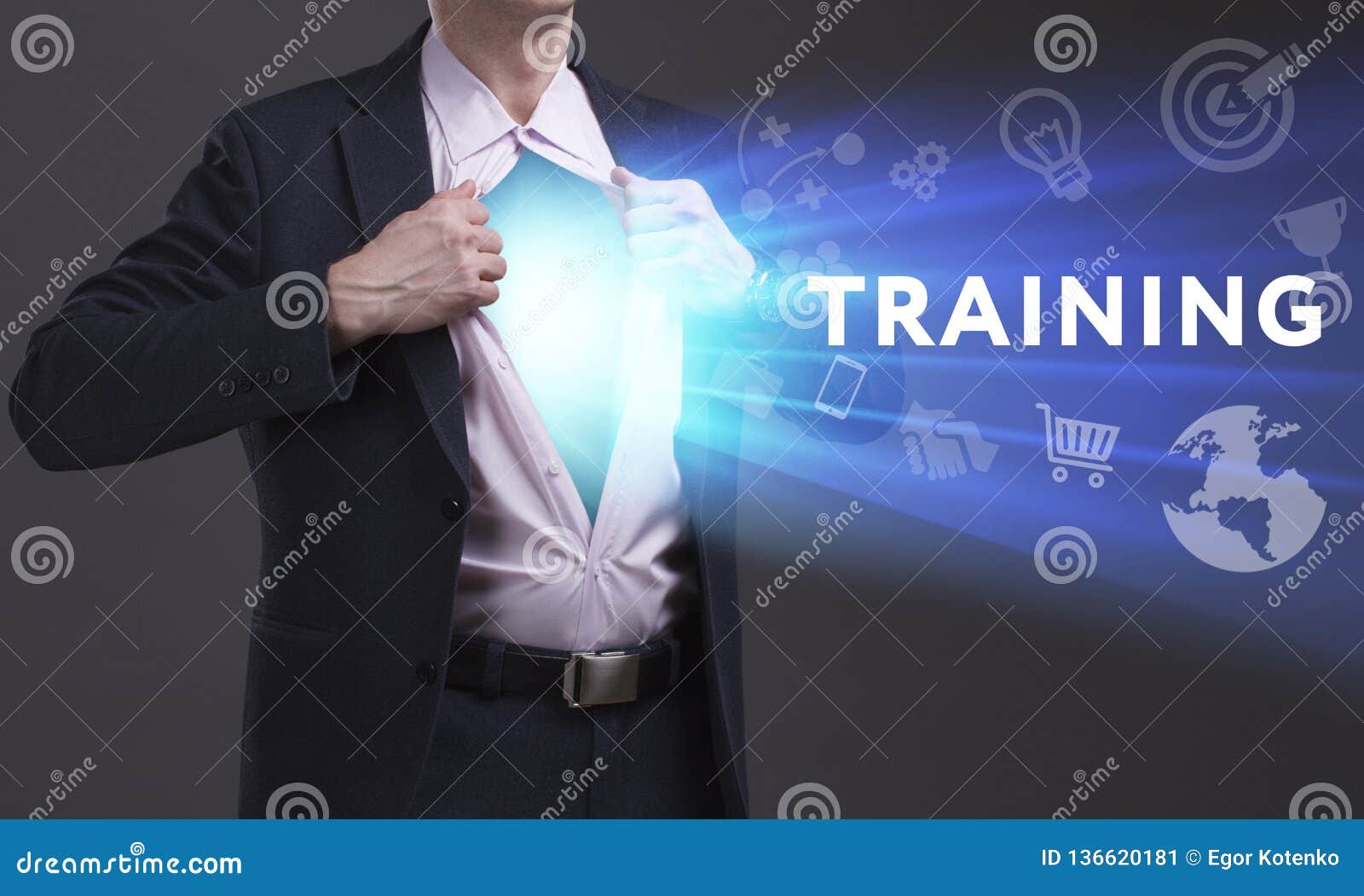 Business, Technology, Internet and Network Concept. Young Businessman ...