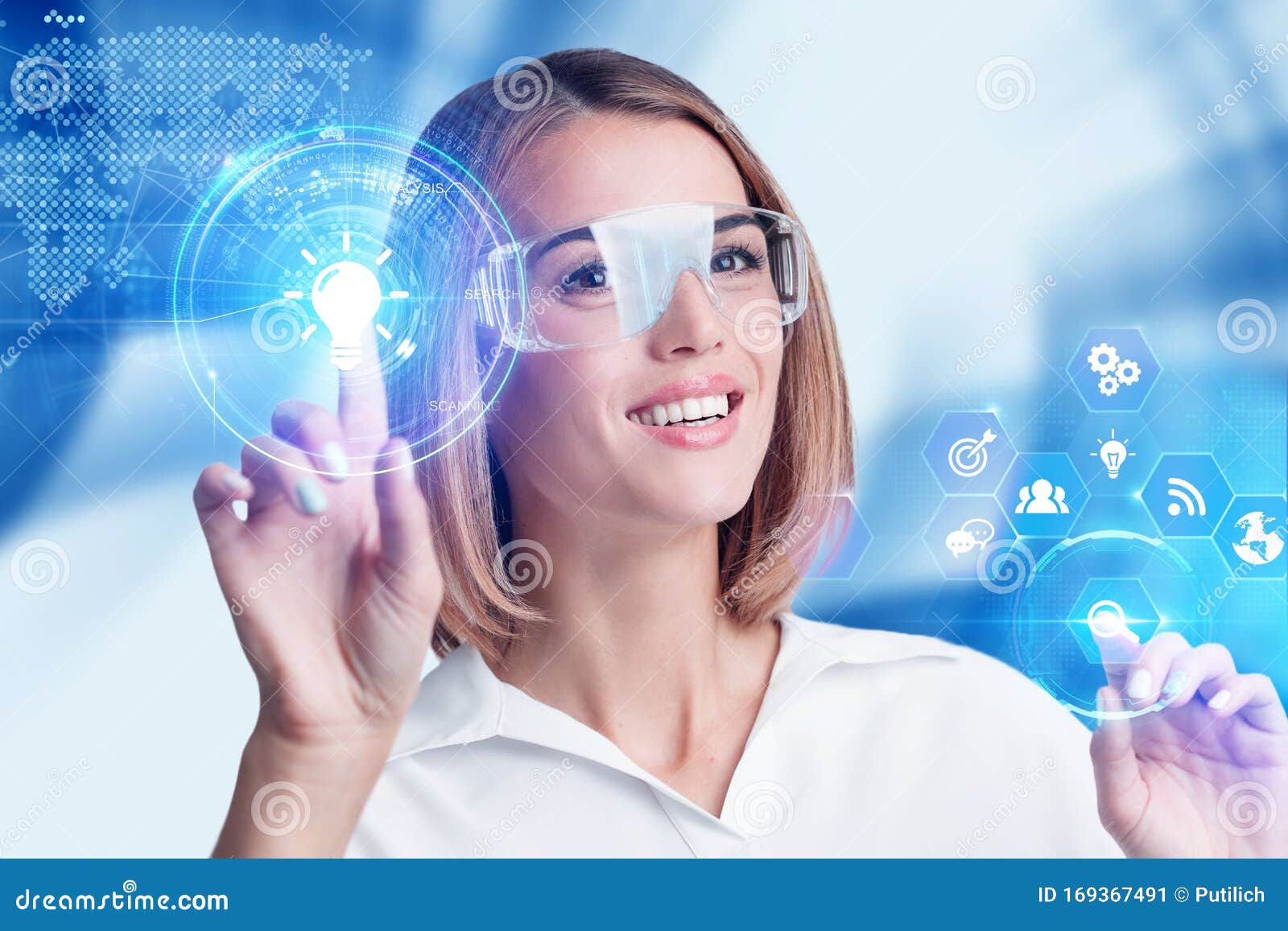 Business, Technology, Internet and Networking Concept. Light Bulb ...