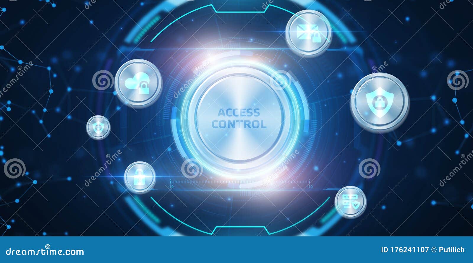 Access Control On Entrance Door With Lock Sign Logo Design. Cartoon ...