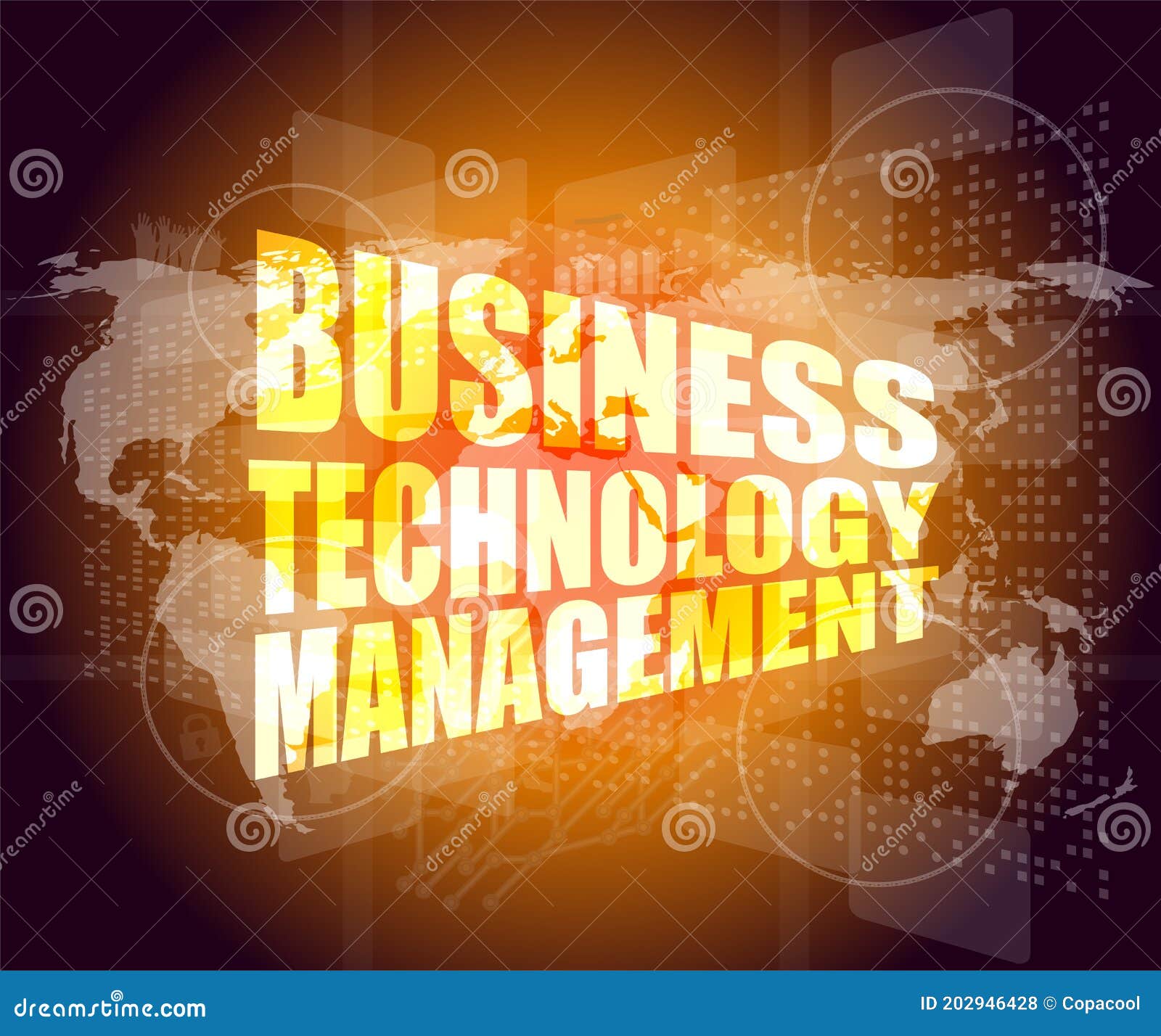 Business Technology Management Words on Touch Screen Interface Stock ...