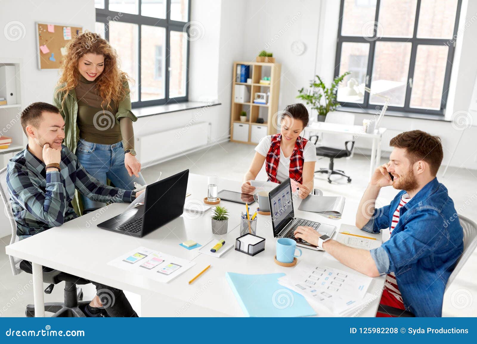 Creative Team Working on User Interface at Office Stock Photo - Image ...
