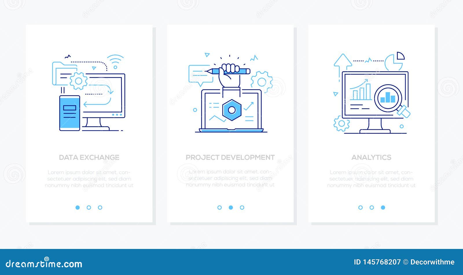 Business and Technology - Set of Line Design Style Vertical Web Banners ...