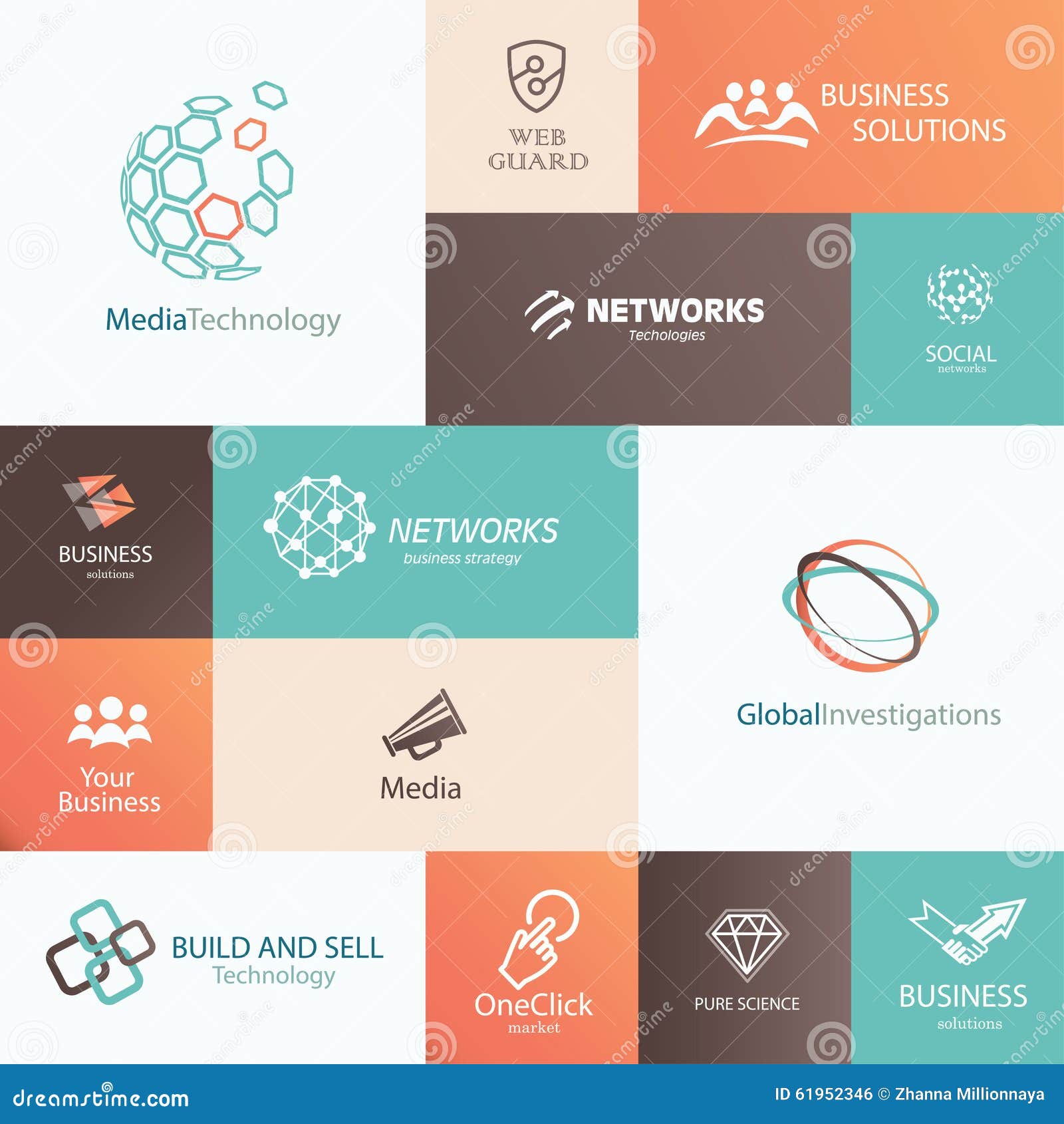 Business, Technology and Social Media Emblems Stock Vector ...