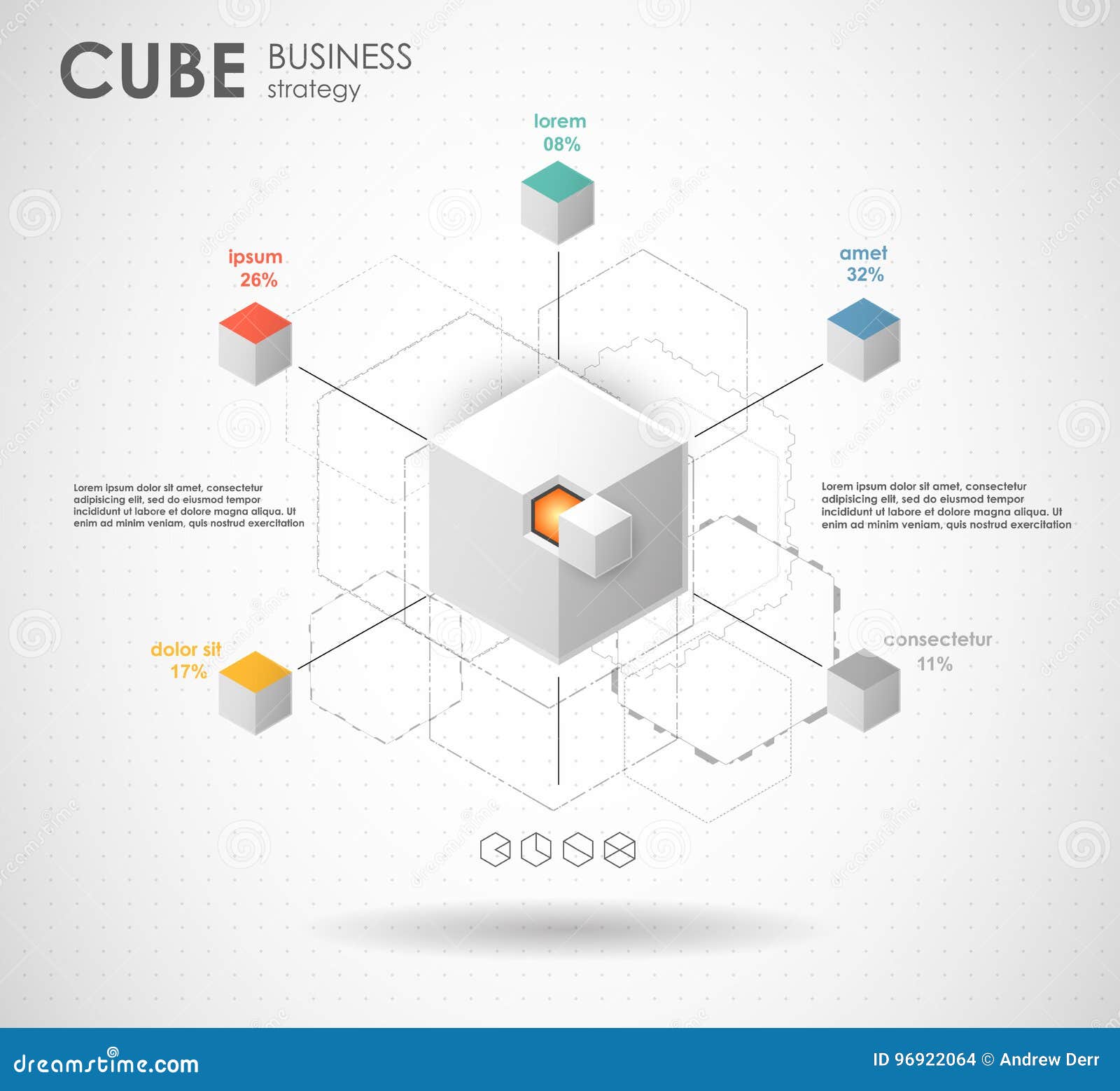 Business Template, Conceptual Cube with Infographic Elements Stock ...