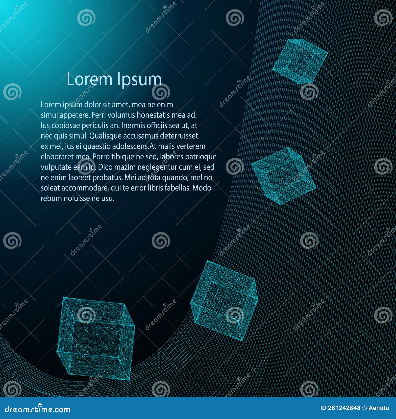 Business Template - Cubic Futuristic Blue Structure - Vector ...