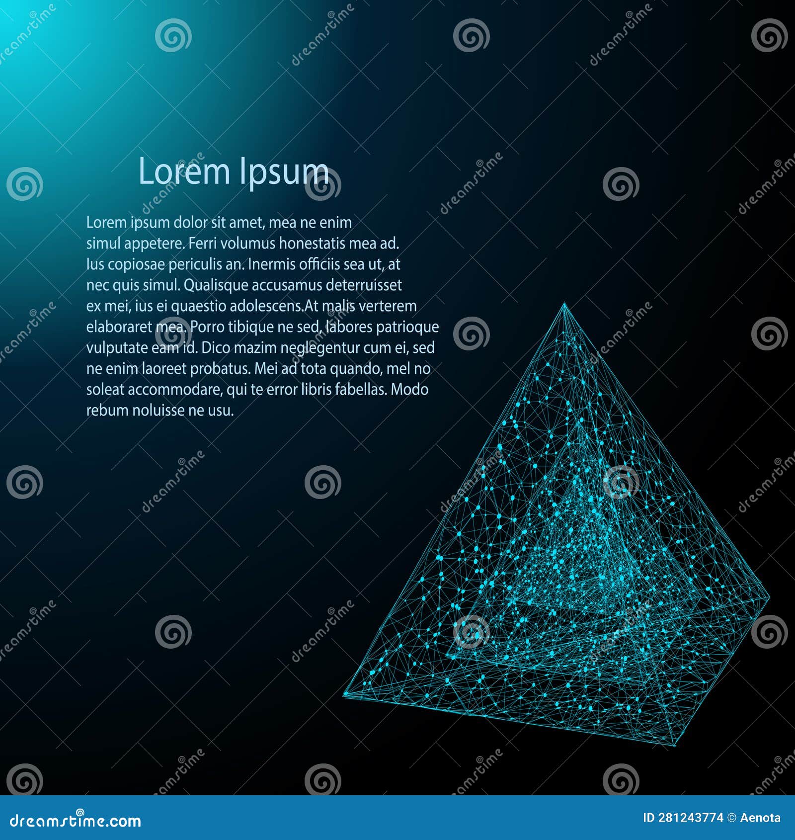 Business Template - Pyramidal Futuristic Blue Structure - Vector ...