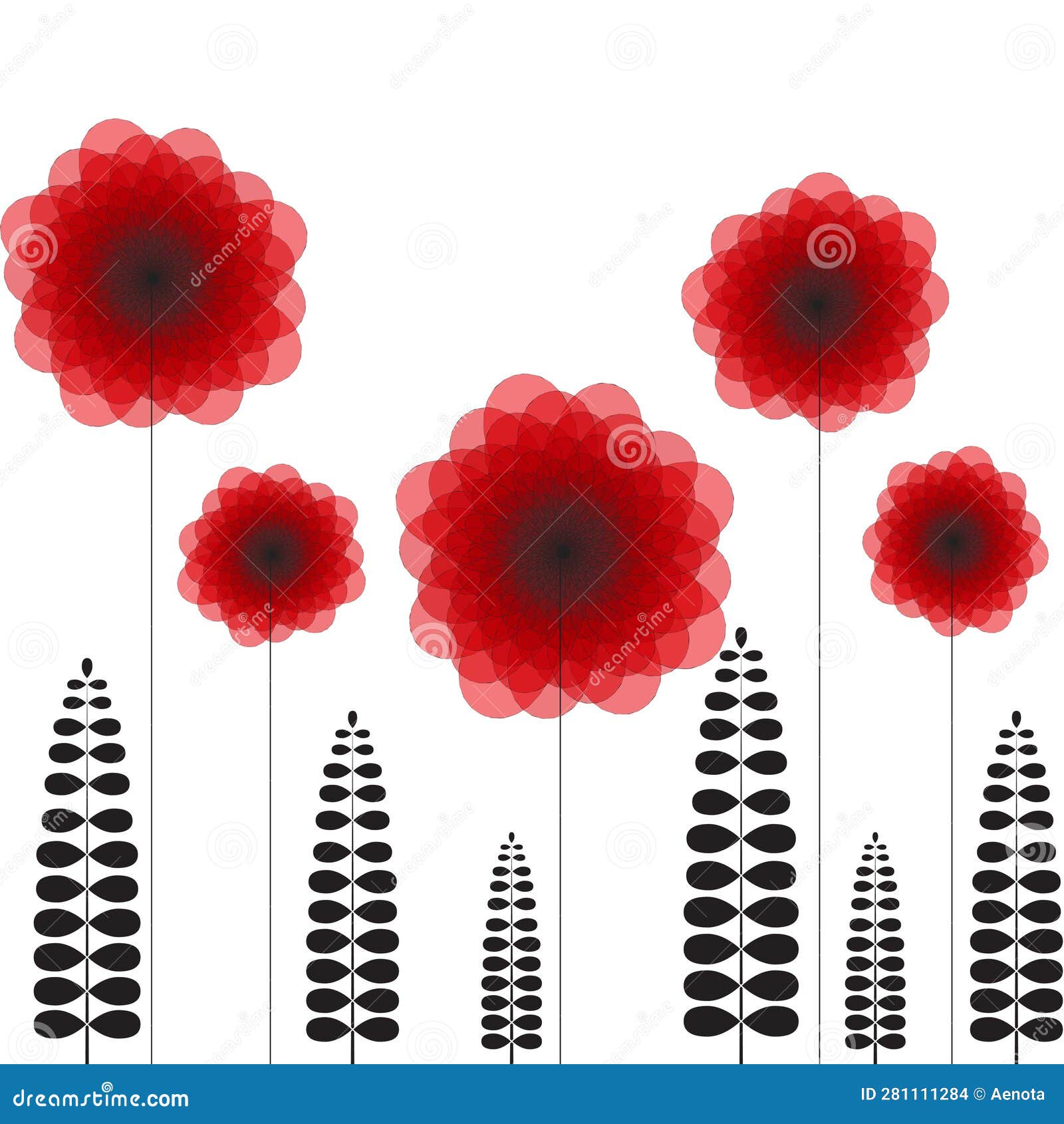 Business Template - Red Flowers - Vector Illustration Stock Vector ...