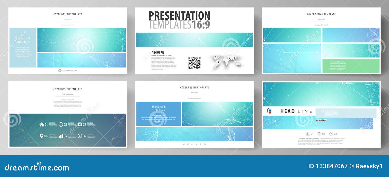 Business Templates in HD Format for Presentation Slides. Vector Layouts ...