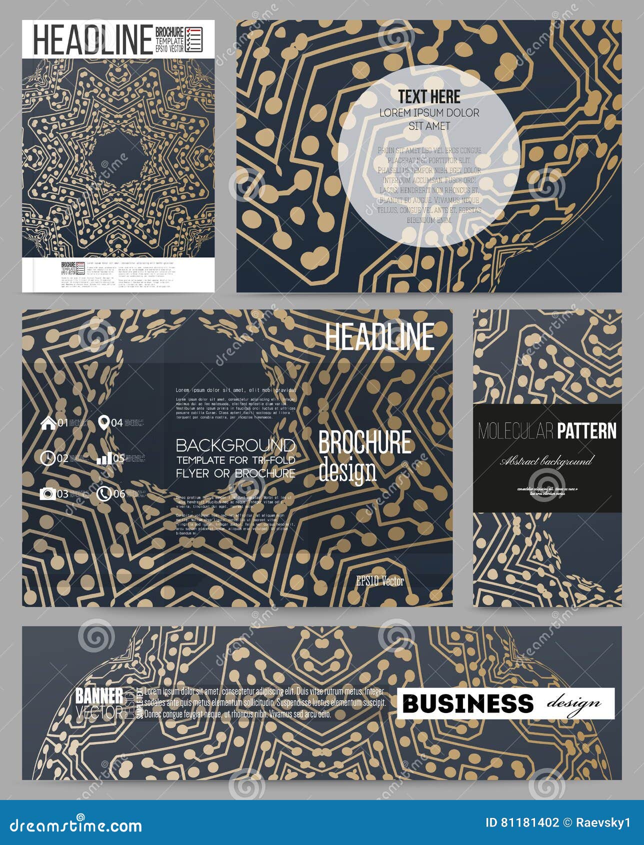 Business Templates for Presentation, Brochure, Flyer or Booklet. Golden ...