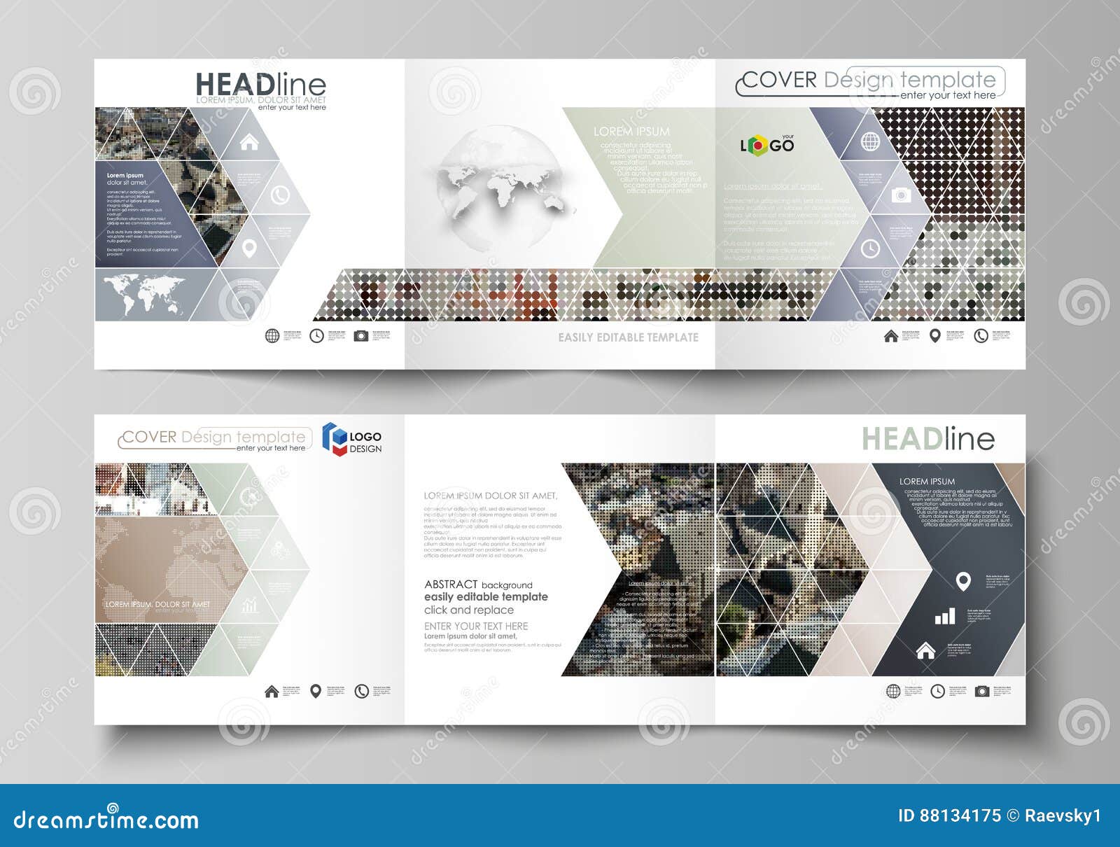 Business Templates for Tri Fold Square Design Brochures. Leaflet Cover ...