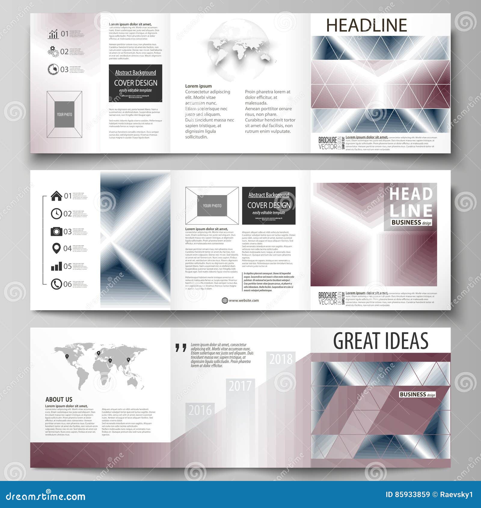 Business Templates for Tri Fold Square Design Brochures. Leaflet Cover ...