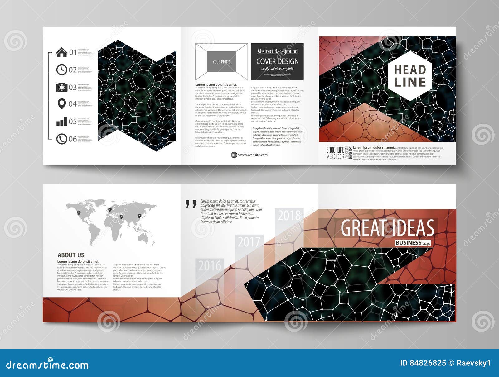 Business Templates for Tri Fold Square Design Brochures. Leaflet Cover ...