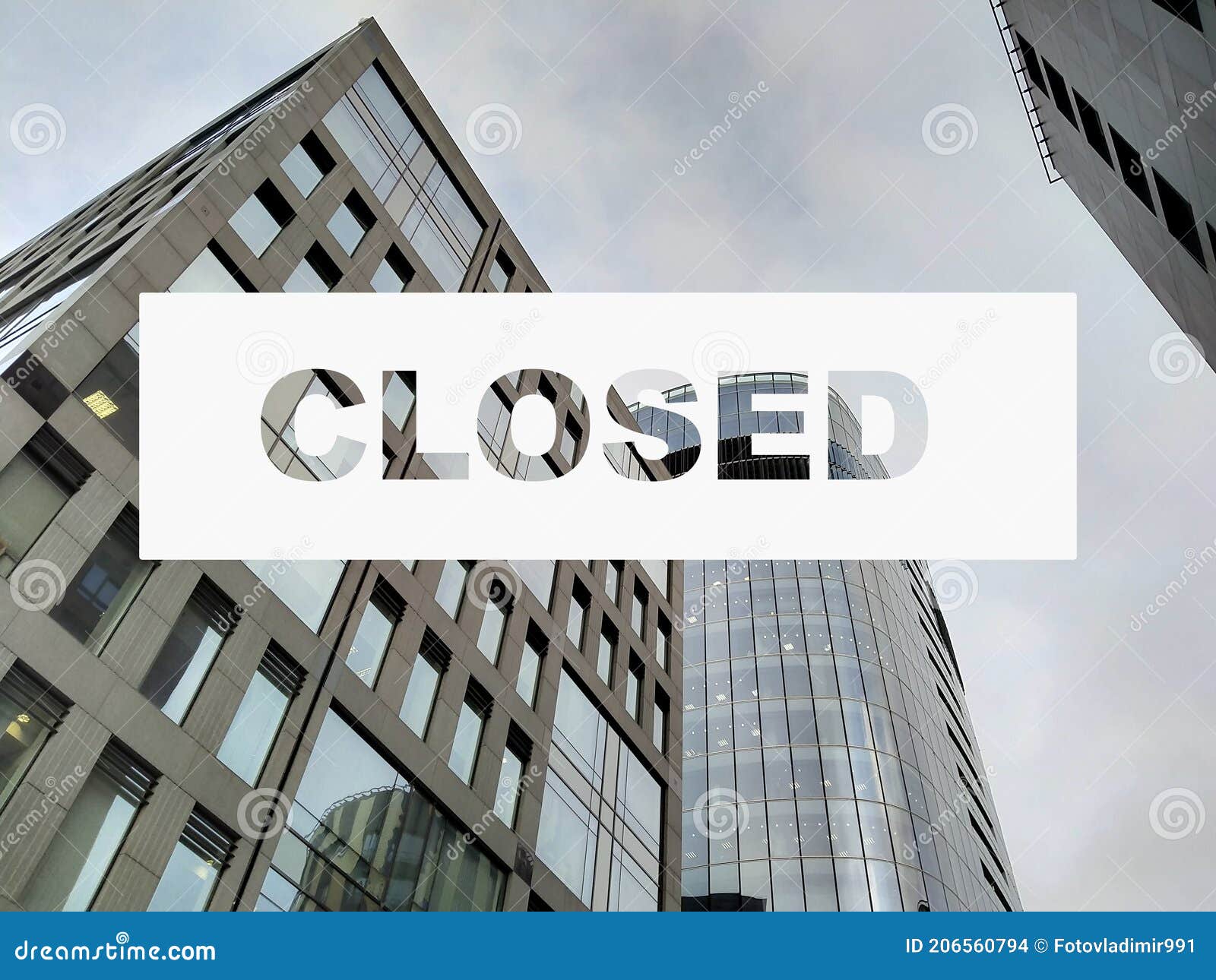 Business Text - CLOSED on the Background of an Office Building Stock ...