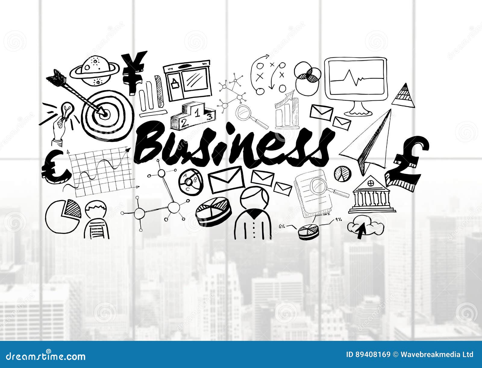 Business Text with Drawings Graphics Stock Illustration - Illustration ...