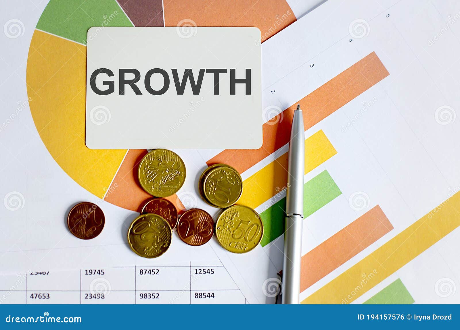 Business Reports Text GROWTH , Blank Paper Sheet, Data Tables and ...