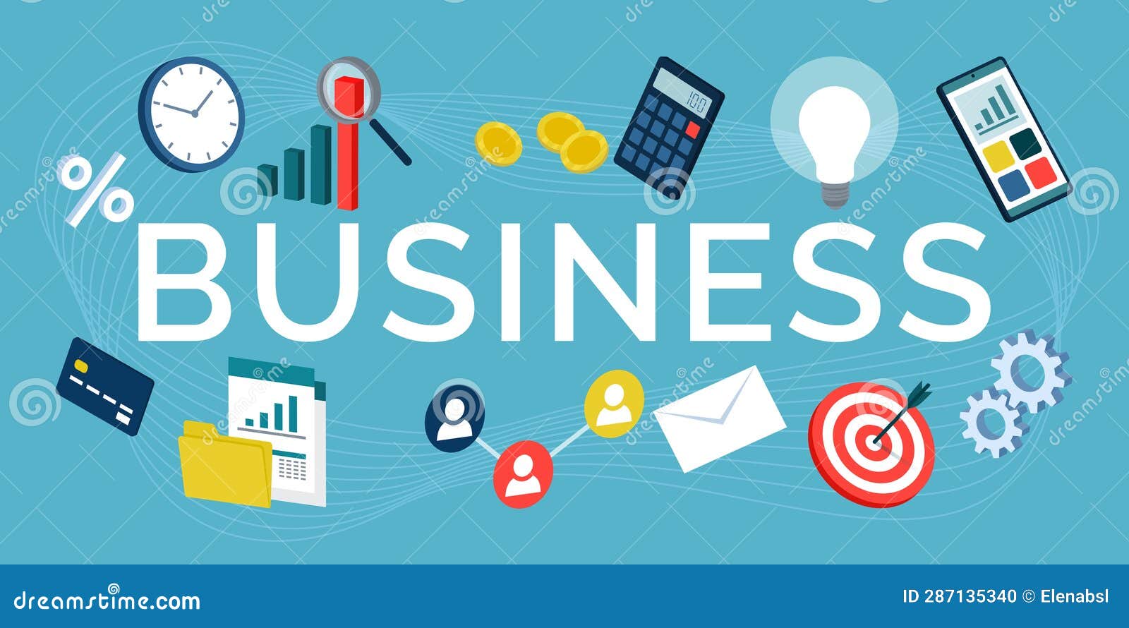 Business Text Surrounded by Icons Stock Vector - Illustration of card ...