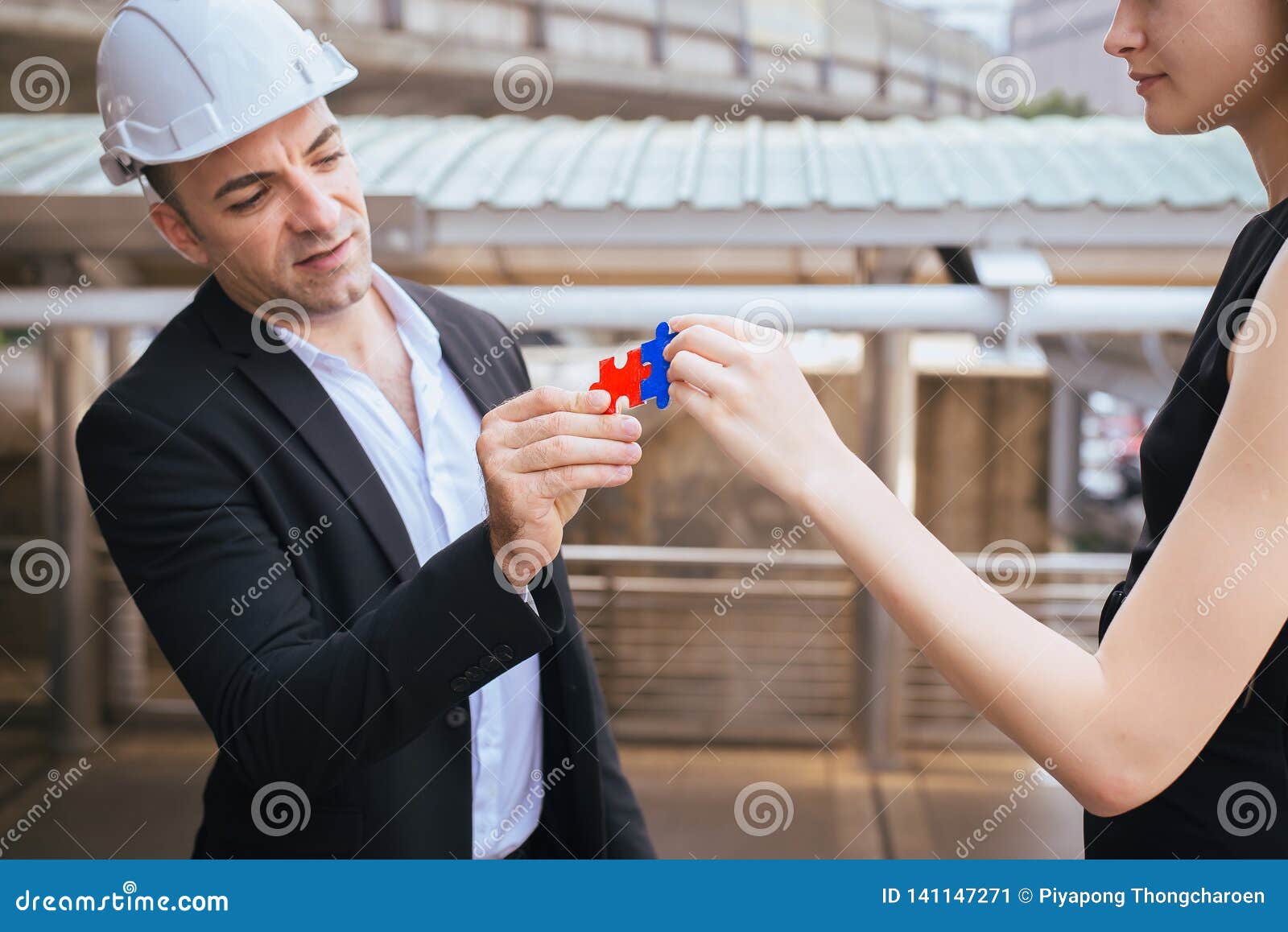 Business Thinking Concept,Group of Business People Making Jigsaw and ...
