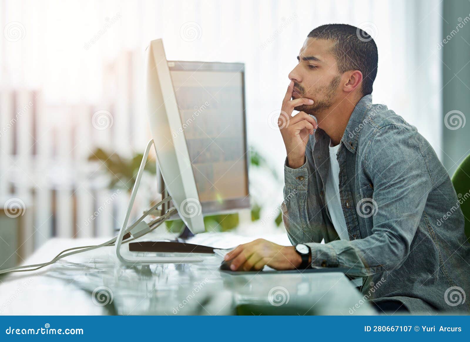 Business, Thinking and Man with a Computer, Entrepreneur or Deadline ...