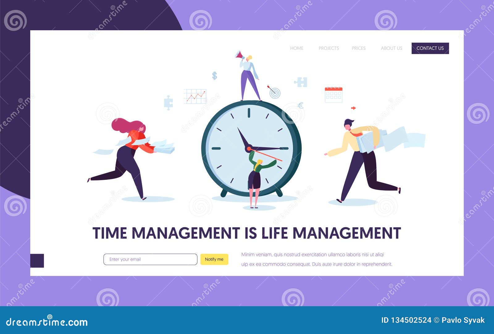 Business Time Management Concept Landing Page. Characters Organization ...