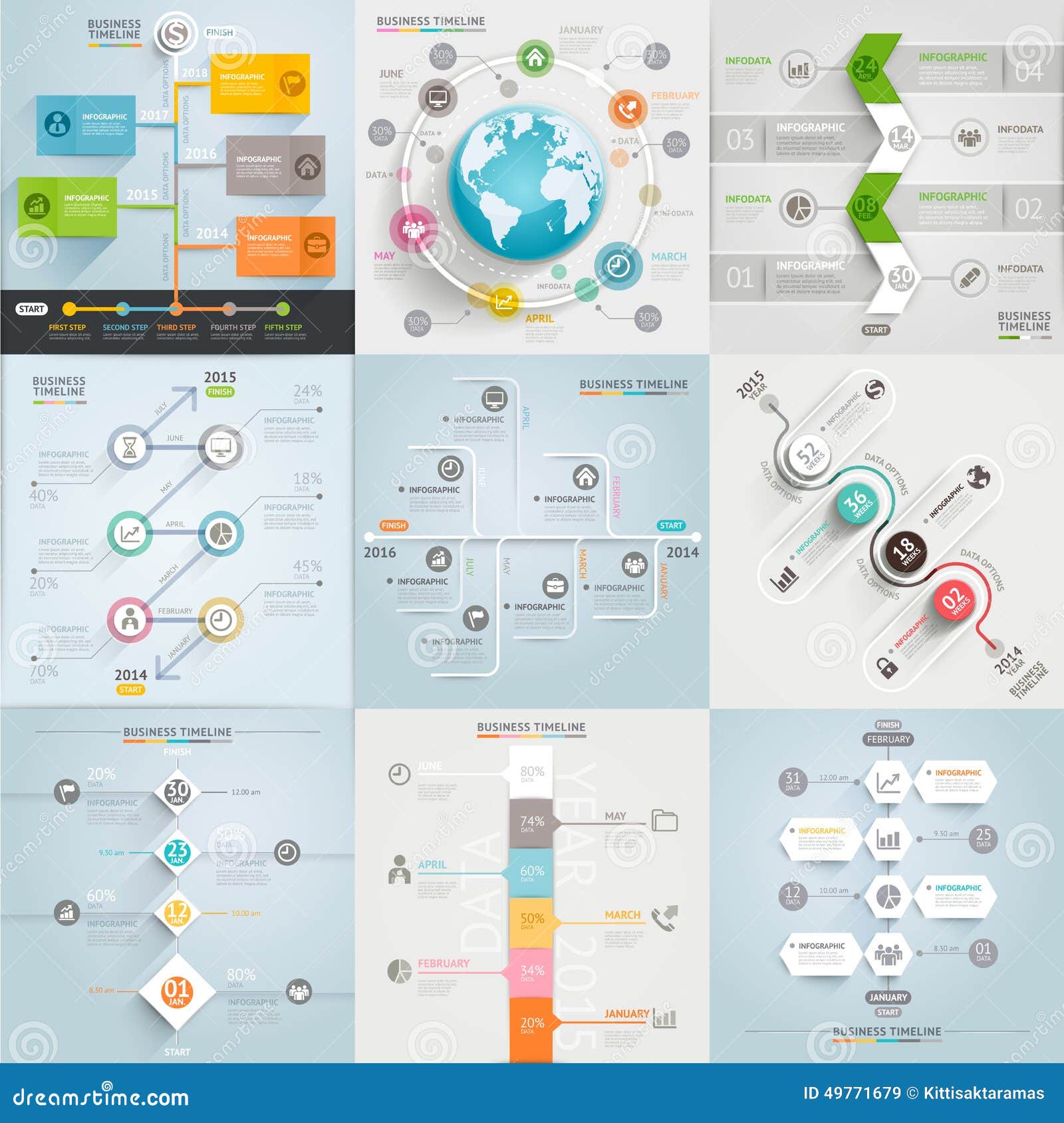 Business Timeline Elements Template. Stock Vector - Illustration of ...